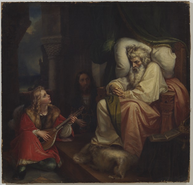 Carl Joseph Begas, Ein alter König lauscht dem Saitenspiel eines Pagen ...